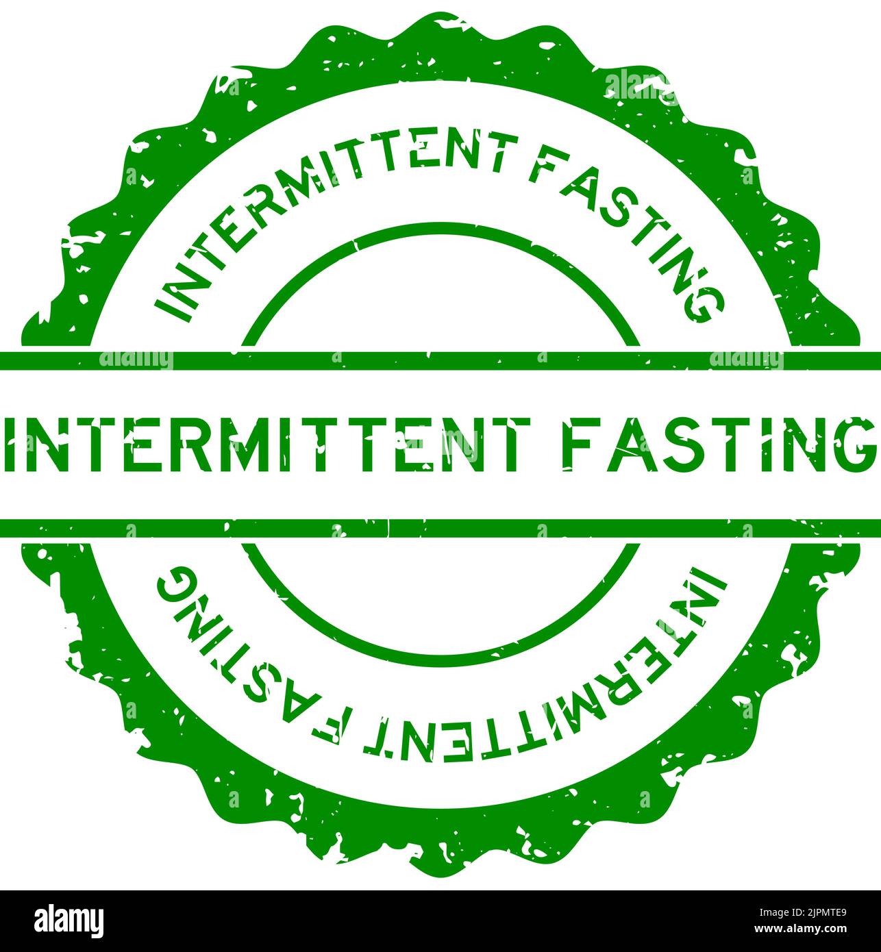 Grunge green intermittent fasting word round rubber seal stamp on white ...