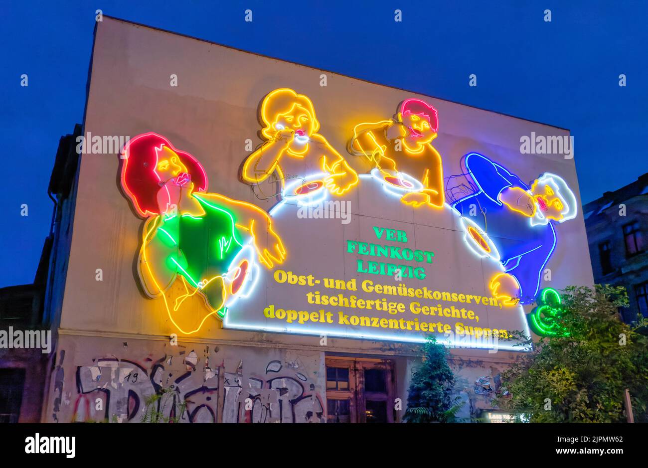 VEB Feinkost Leipzig, Leipzig-Connewitz, Neonreklame, Biergarten, Karl ...