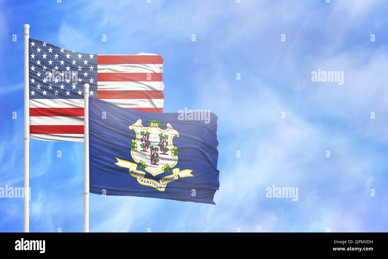 Connecticut flag on flagpole hi-res stock photography and images - Alamy