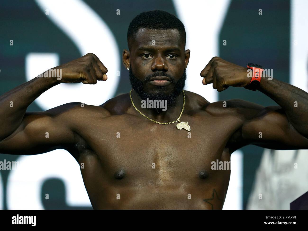 Andrew Tabiti during the weigh in at the King Abdullah Sport City ...