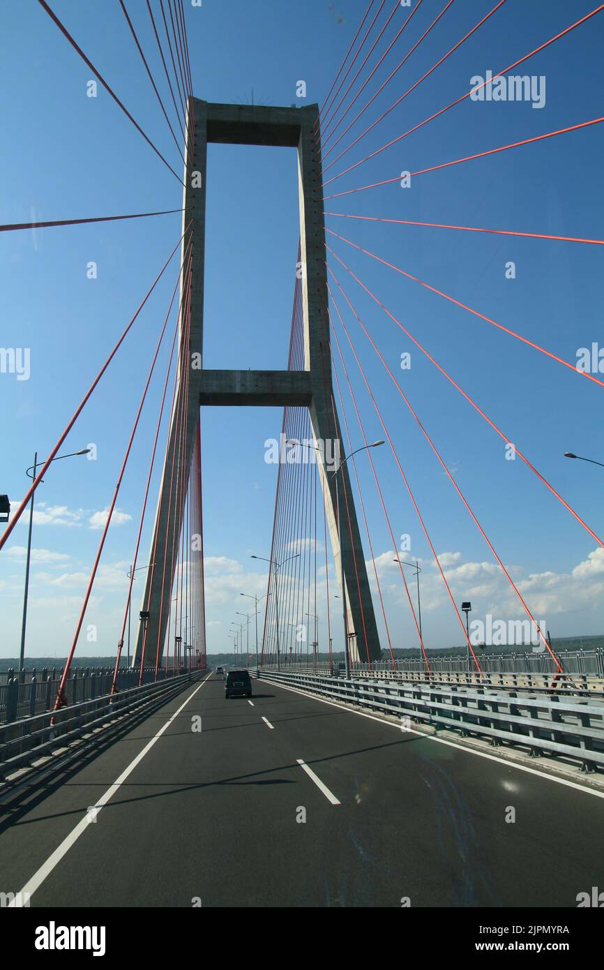 A beautiful view of the Suramadu Bridge in East Java, Indonesia Stock ...