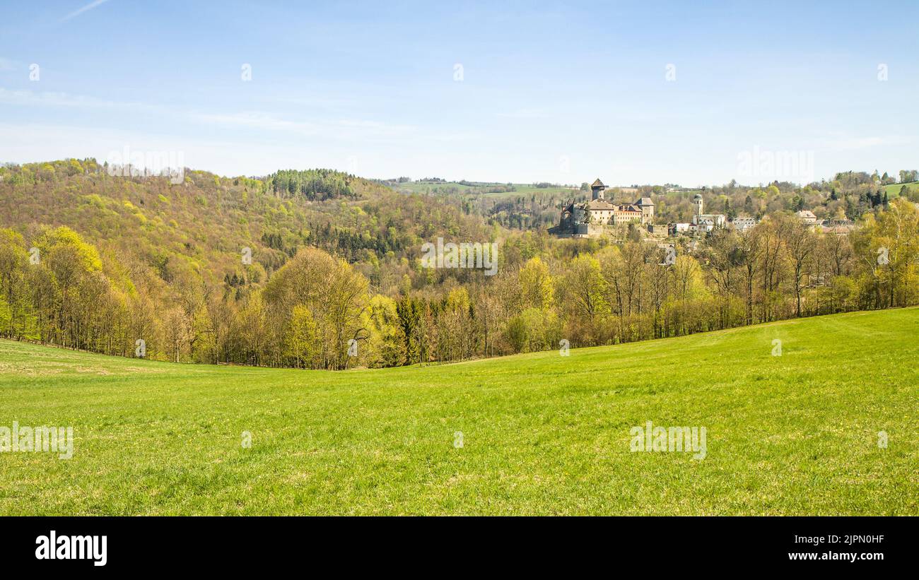Beautiful panoramic view of Sovinec, castle in the Moravian-Silesian ...