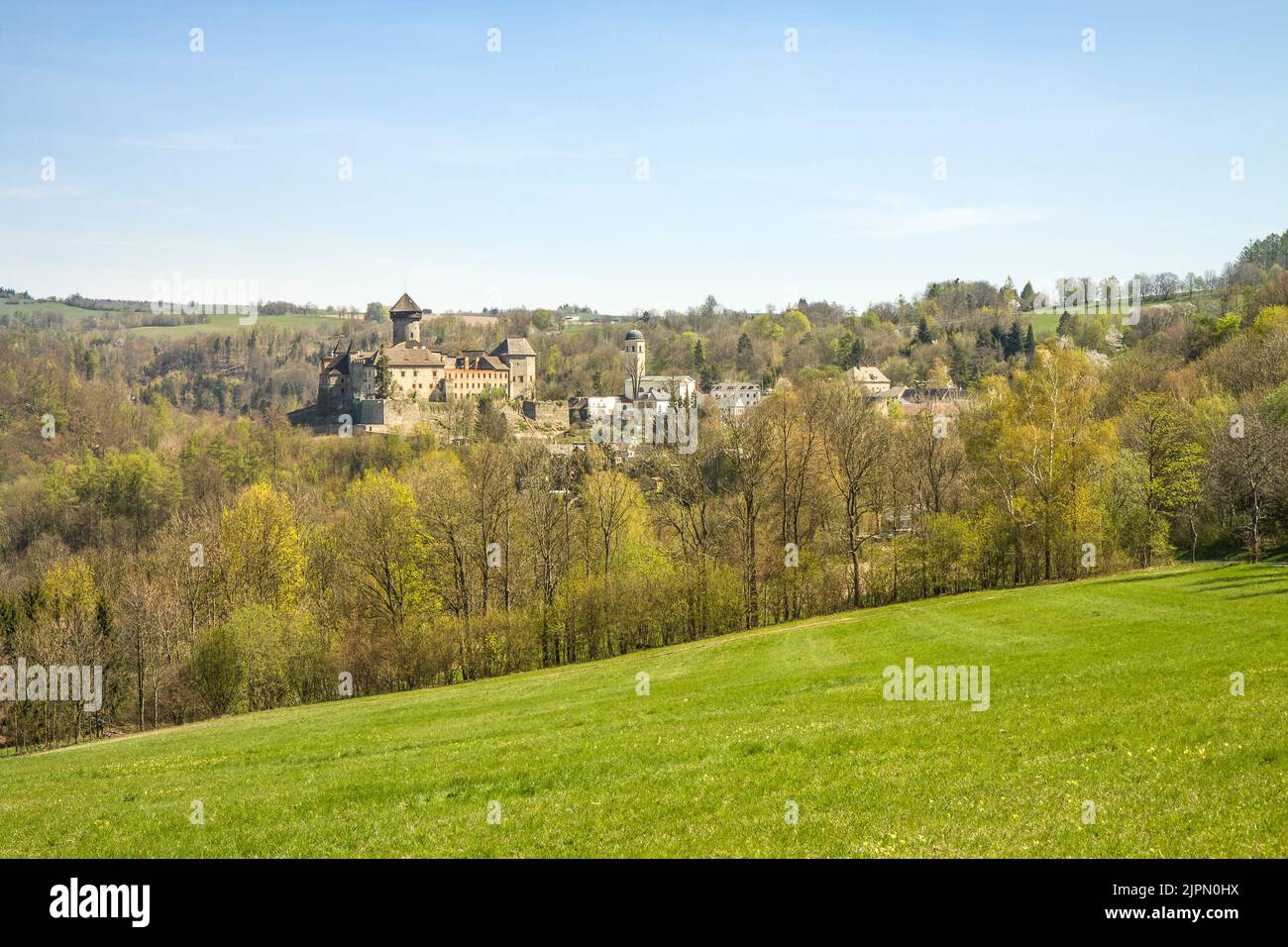 Beautiful panoramic view of Sovinec, castle in the Moravian-Silesian ...