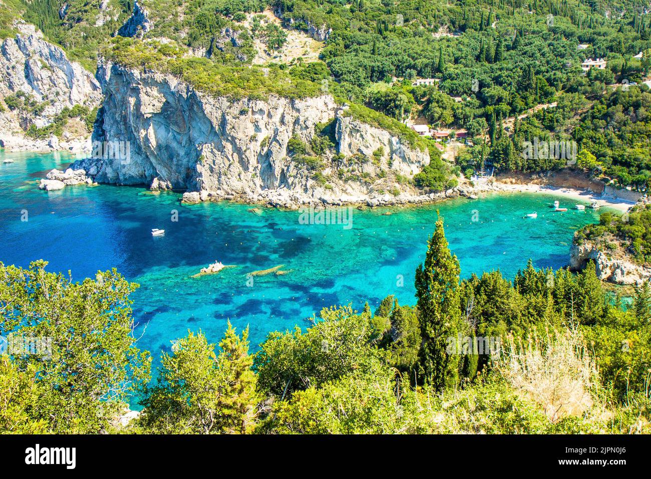 Beautiful aerial view of Greece Corfu Bay - Paleokastritsa. HD ...