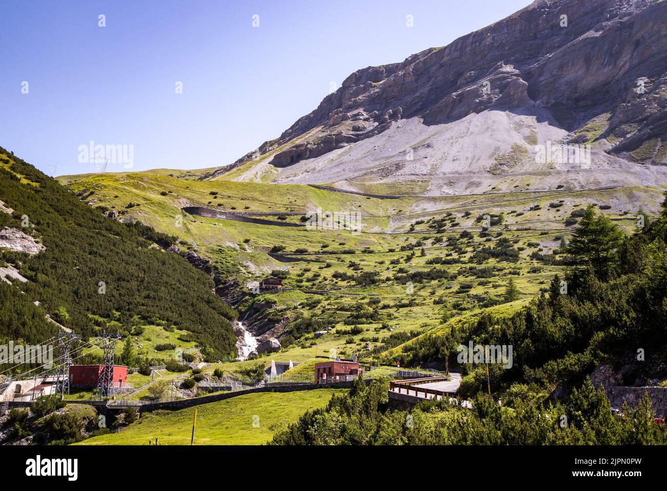 The beautiful bottom view of Stelvio Pass, Passo Stelvio, Italy, Europe ...