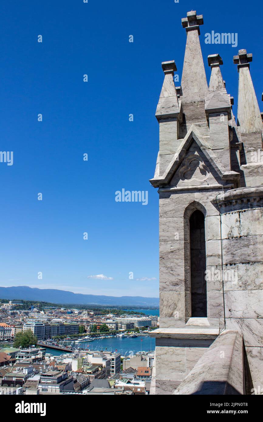 A vertical shot of the St Pierre Cathedral in Geneva, Switzerland Stock ...