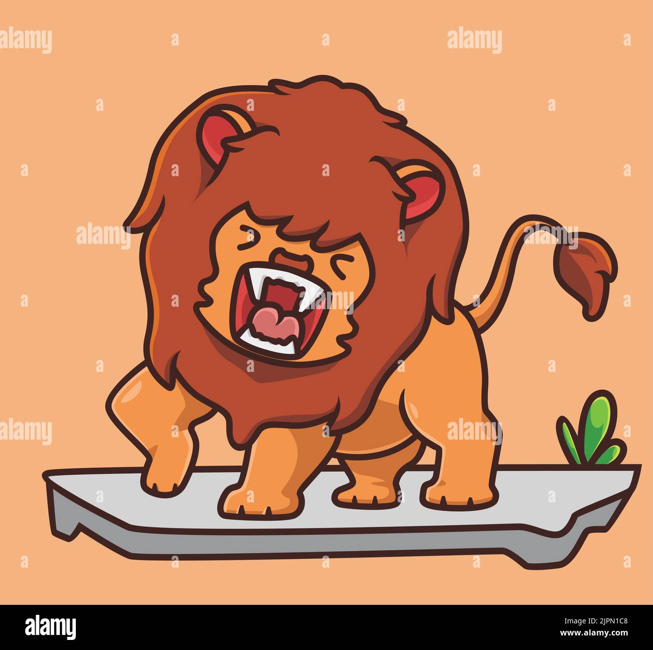 cute lion roaring so loud. cartoon animal nature concept Isolated ...