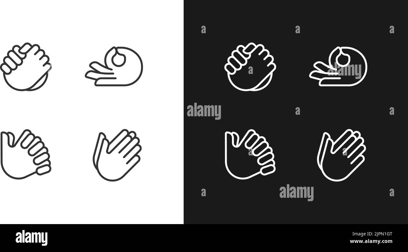 Gestures communication pixel perfect white linear icon set for dark, light mode Stock Vector ...