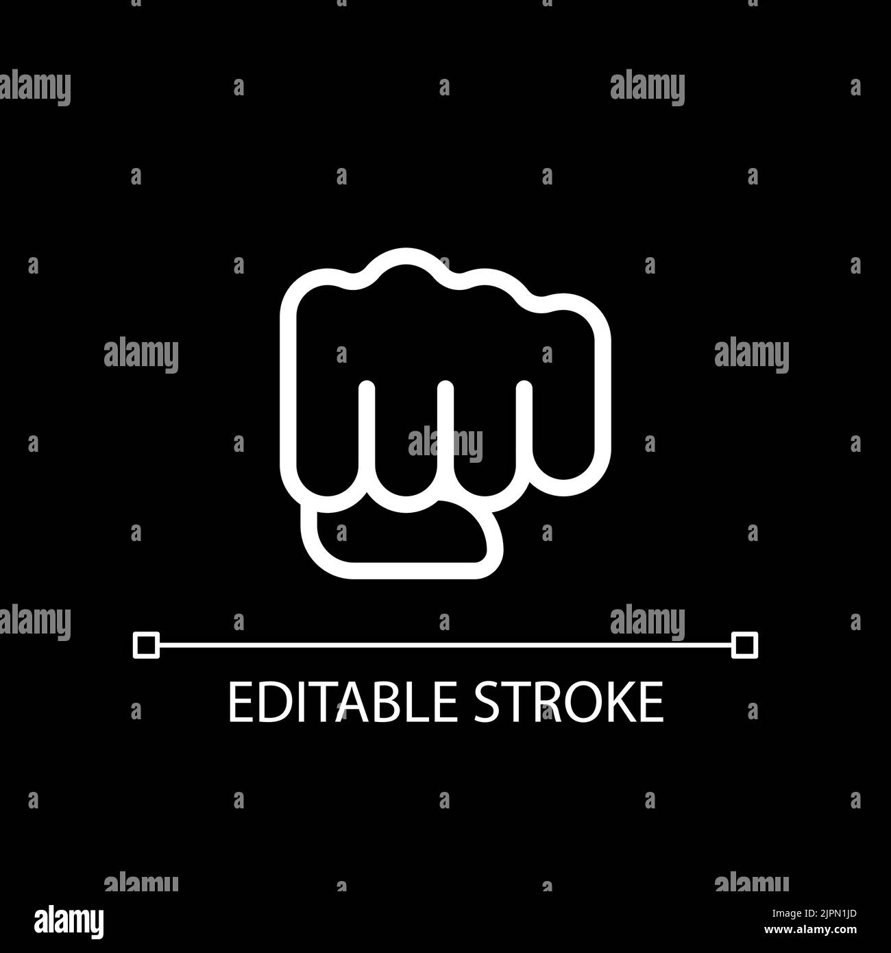 Punching fist pixel perfect white linear icon for dark theme Stock ...