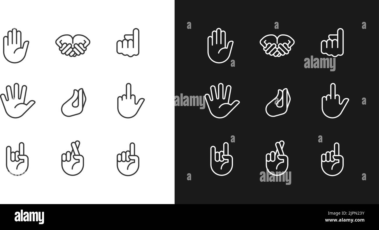Gestures expression pixel perfect white linear icon set for dark, light mode Stock Vector Image ...