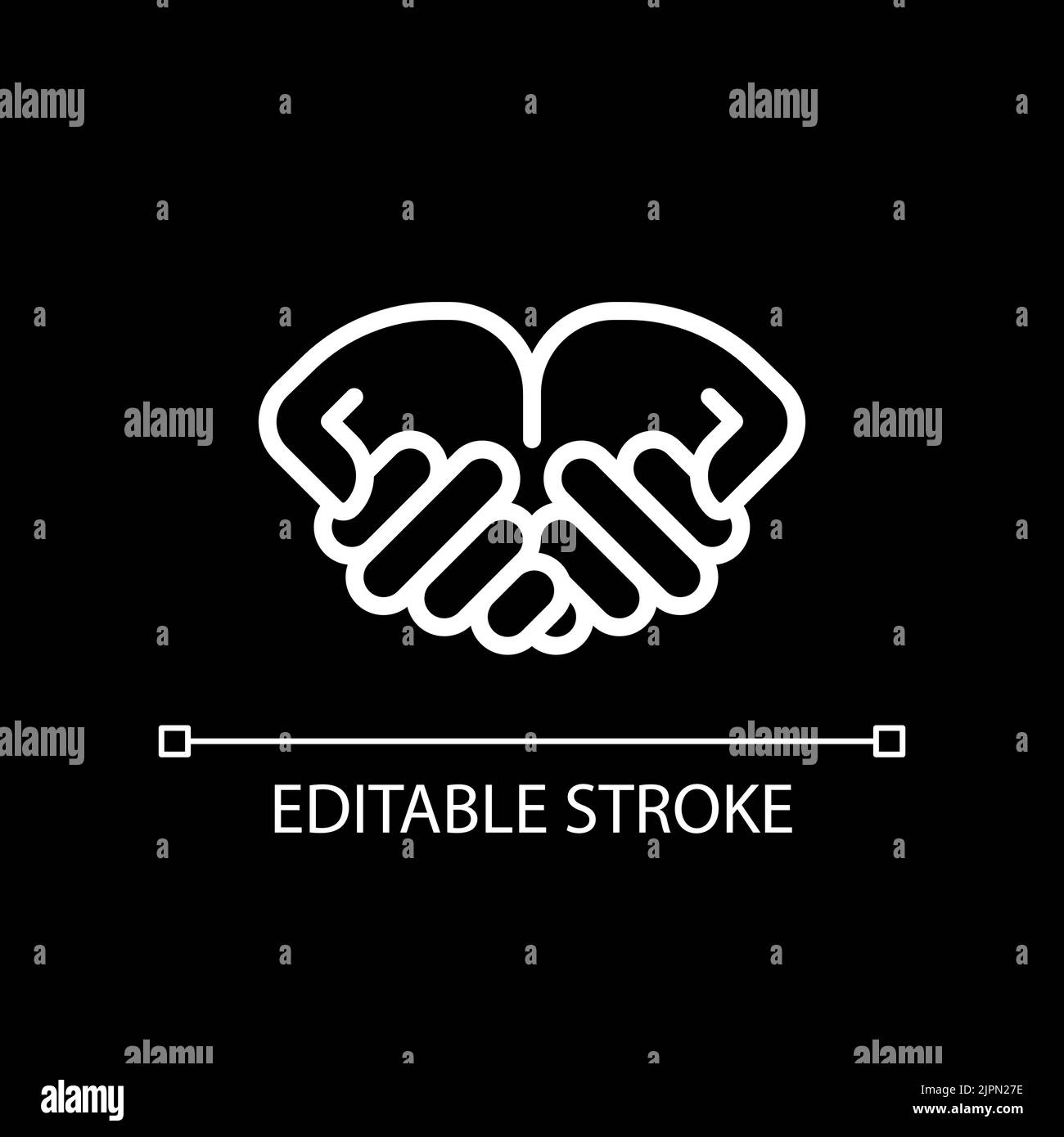 Begging hands pixel perfect white linear icon for dark theme Stock ...