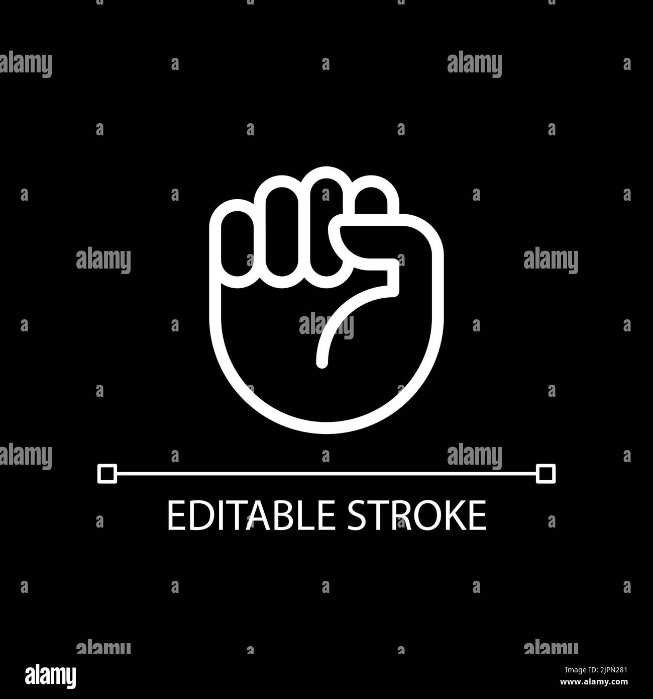 Riot fist pixel perfect white linear icon for dark theme Stock Vector ...