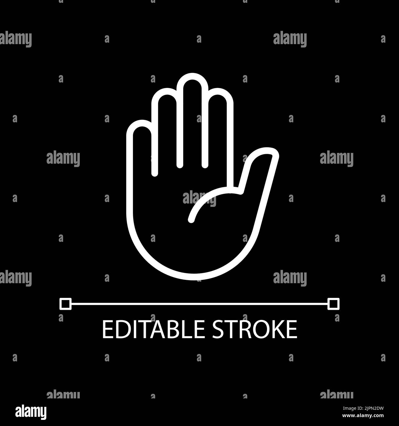 Stop gesture pixel perfect white linear icon for dark theme Stock ...