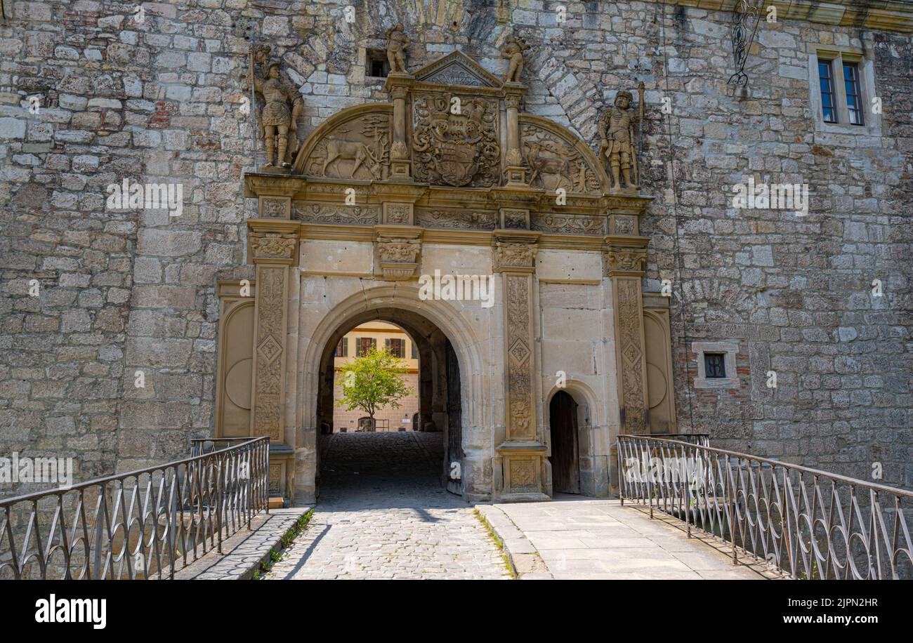 View of the inner castle gate of Hohentübingen Castle, Tübingen. Baden ...