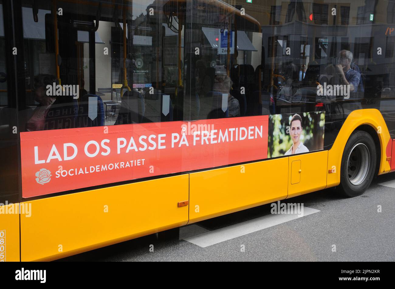 Copenhagen /Denmark/19 August 2022/ Denmarks. election campaign banner ...