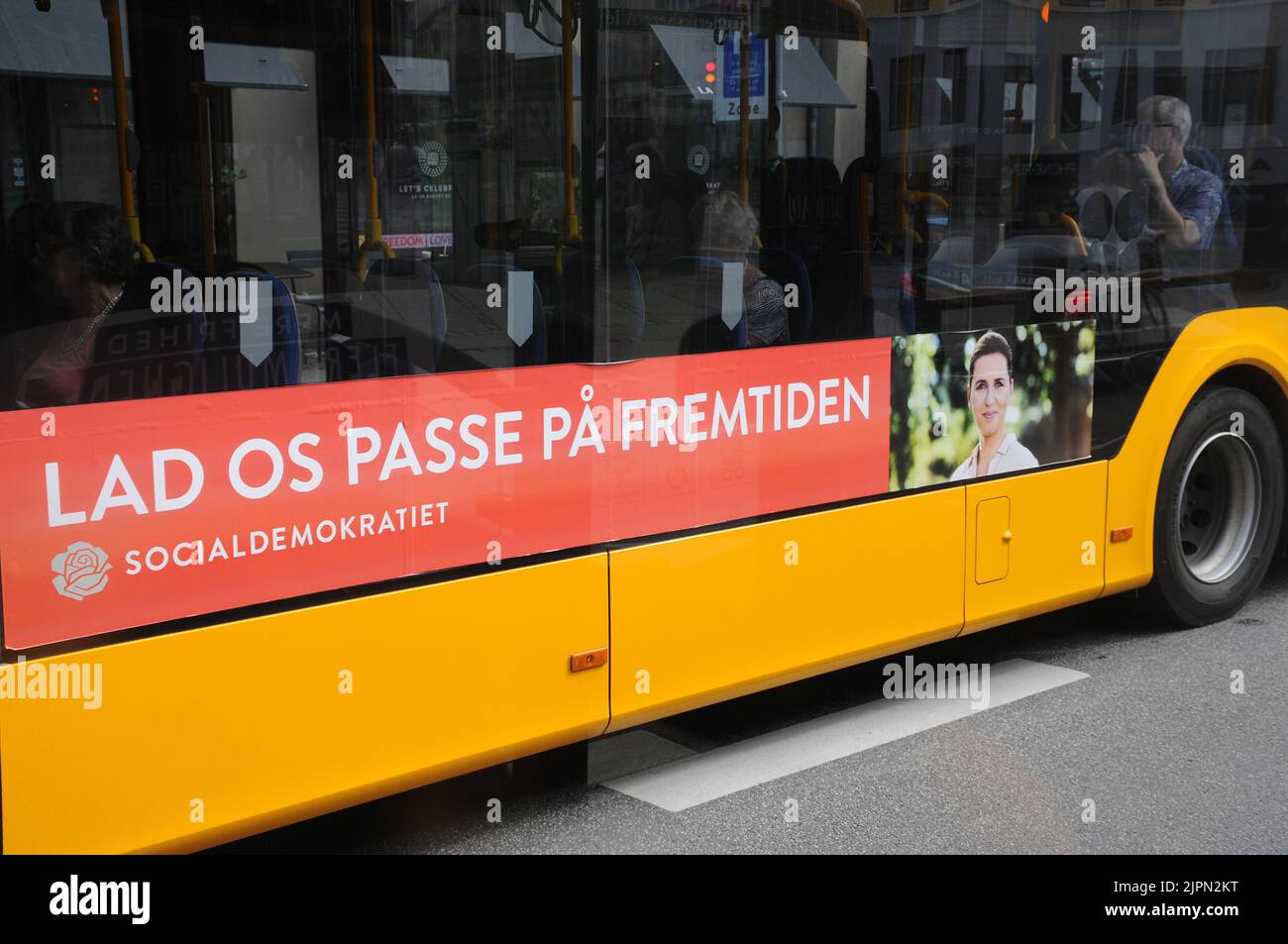 Copenhagen /Denmark/19 August 2022/ Denmarks. election campaign banner ...