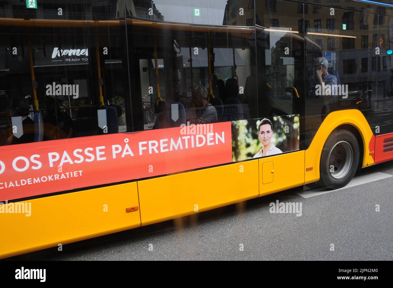 Copenhagen /Denmark/19 August 2022/ Denmarks. election campaign banner ...