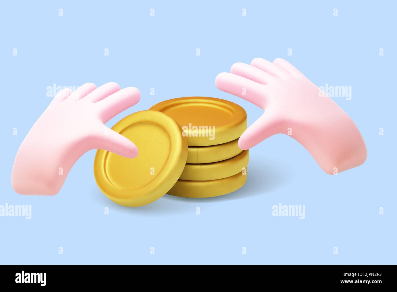 3D cartoon human hands count golden coins Stock Vector Image & Art - Alamy
