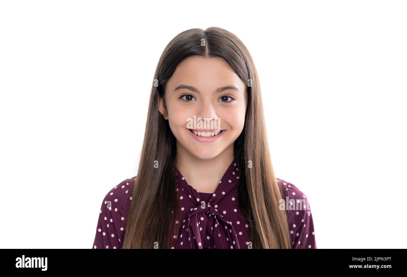 Charming portrait of pretty teen girl. Portrait of cute positive little ...