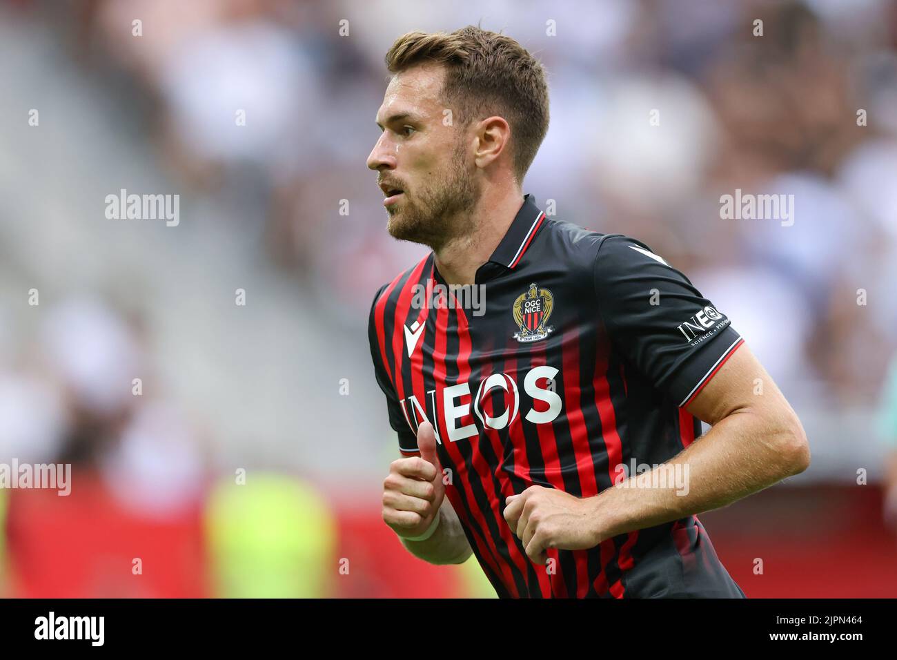 Nice, France, 14th August 2022. Aaron Ramsey of OGC Nice during the ...