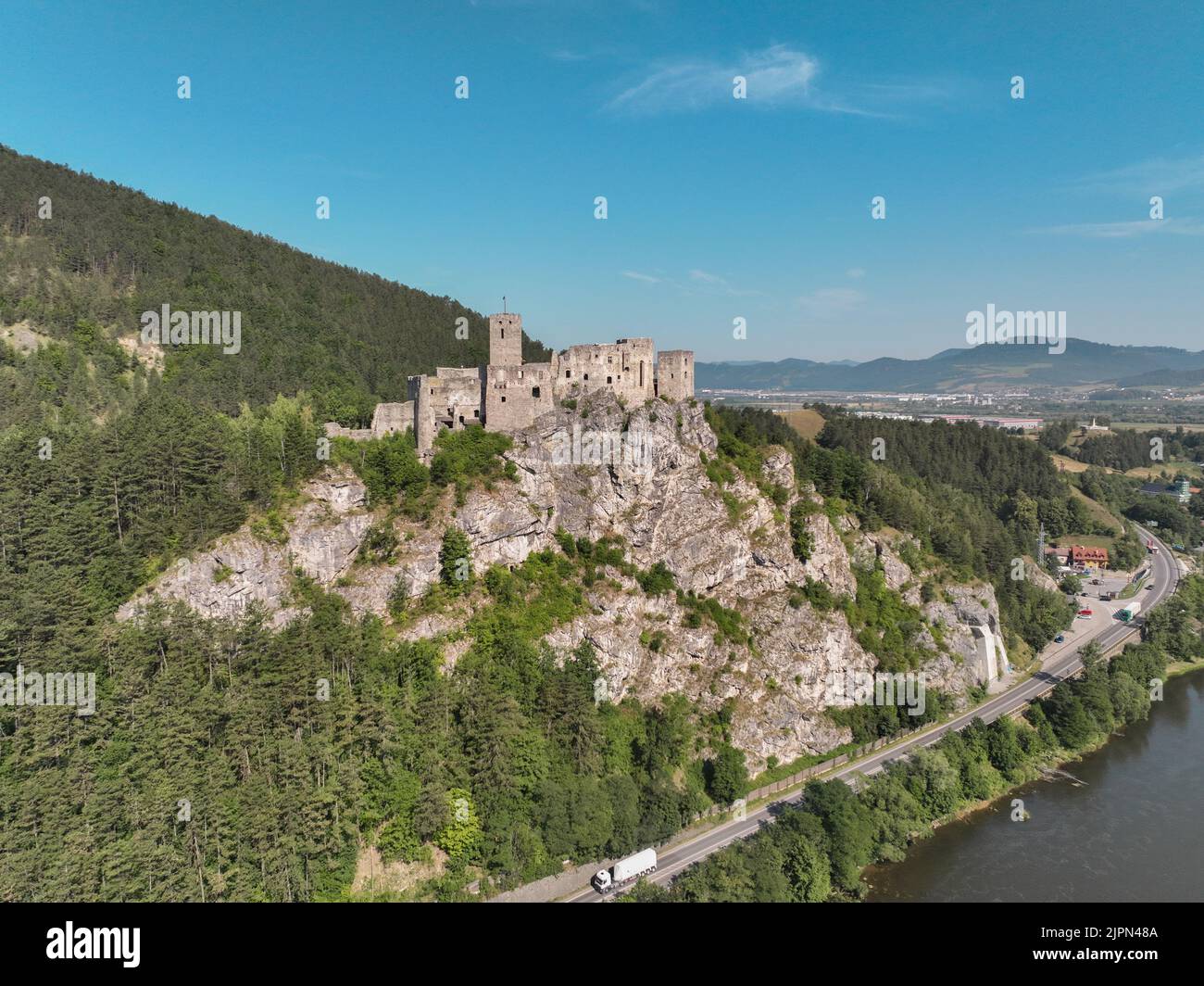 Aerial view of Strecno Castle in Slovakia Stock Photo - Alamy