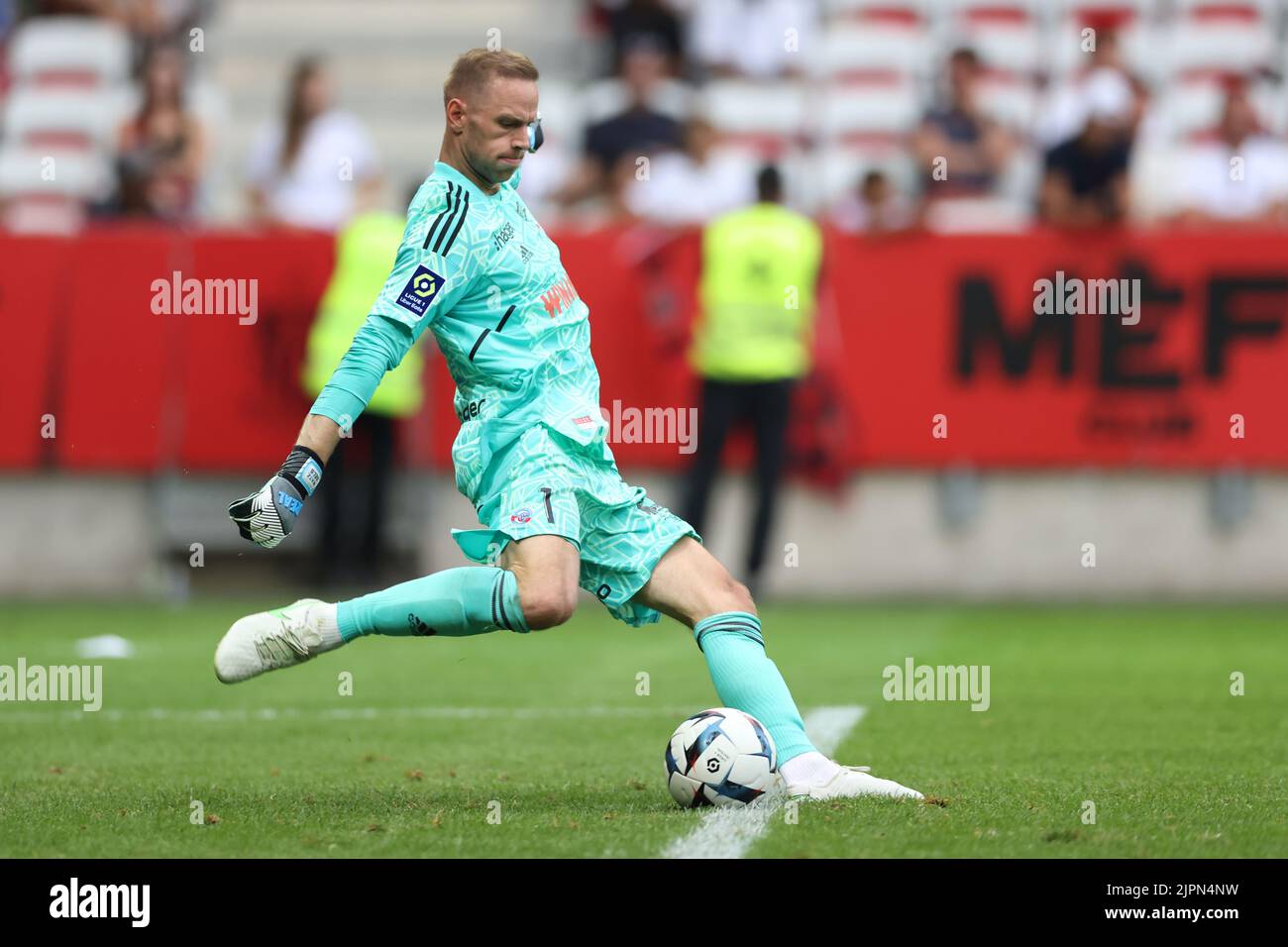 Nice, France, 14th August 2022. Matz Sels of Strasbourg during the Uber ...