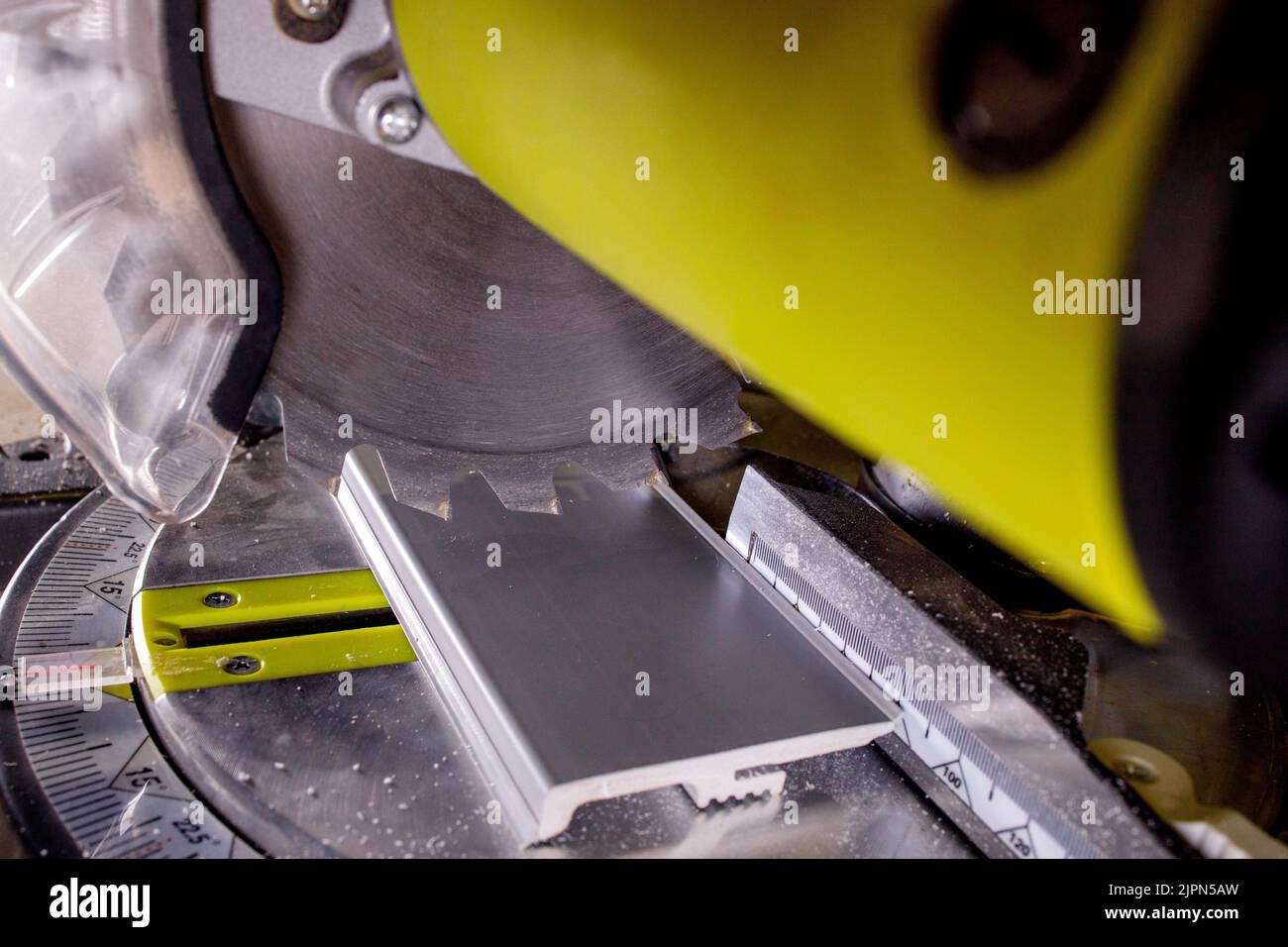 The circular saw cuts the plinth. Tool for repair work Stock Photo - Alamy