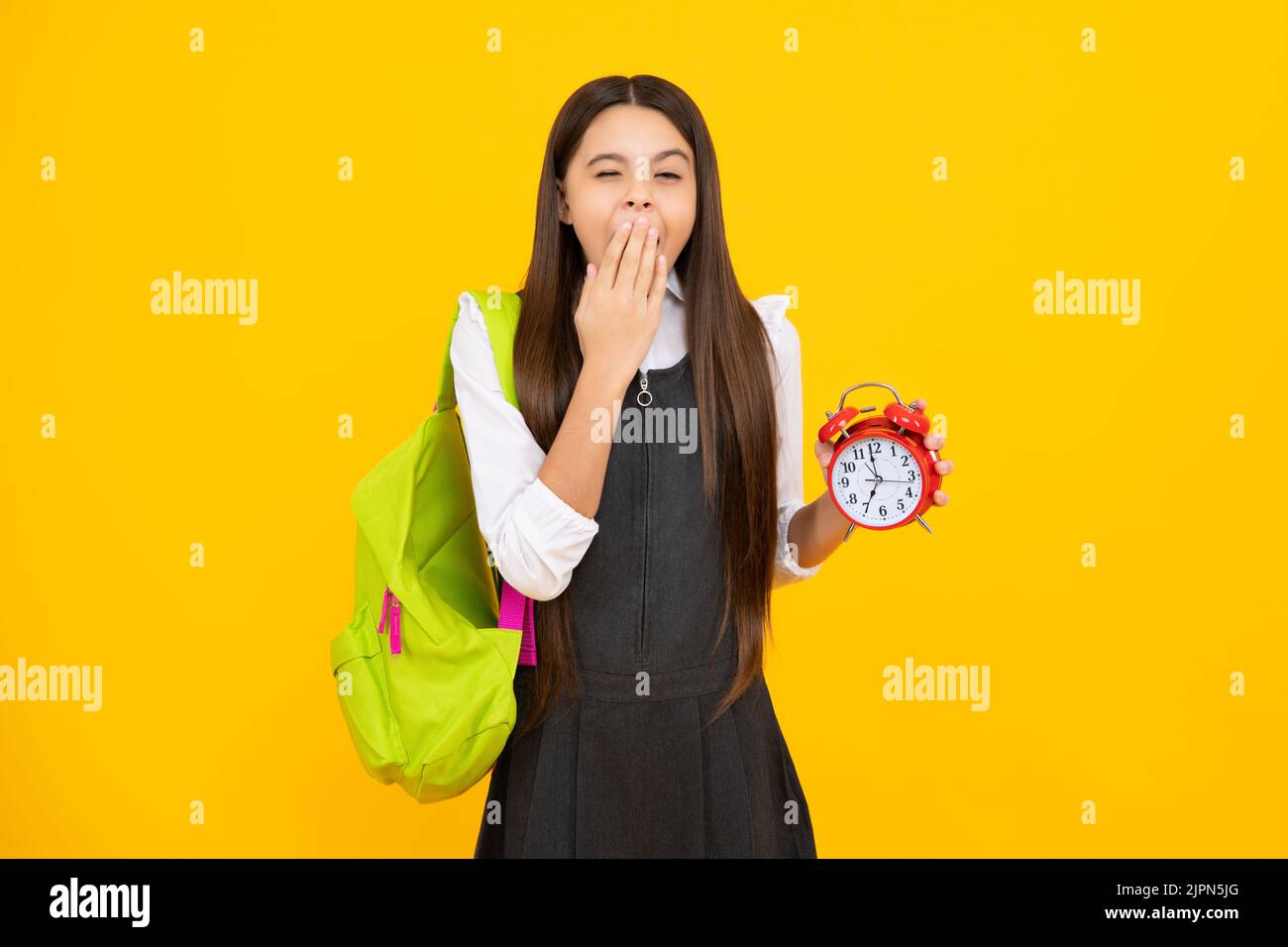 Tired and bored teenager girl. Back to school. Teenage school girl with ...