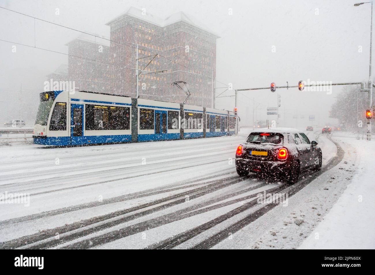 Car waiting for traffic lights at intersection Cornelis Lelylaan and ...