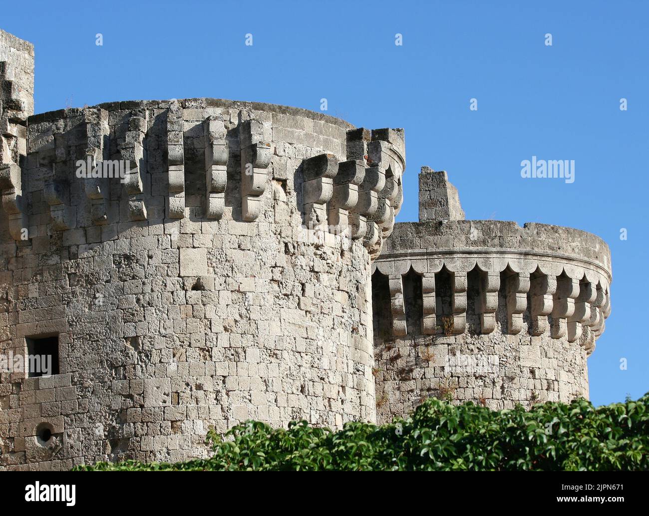Fortress of the Rhodes with blue sky background in Rhodes,Greece Stock ...
