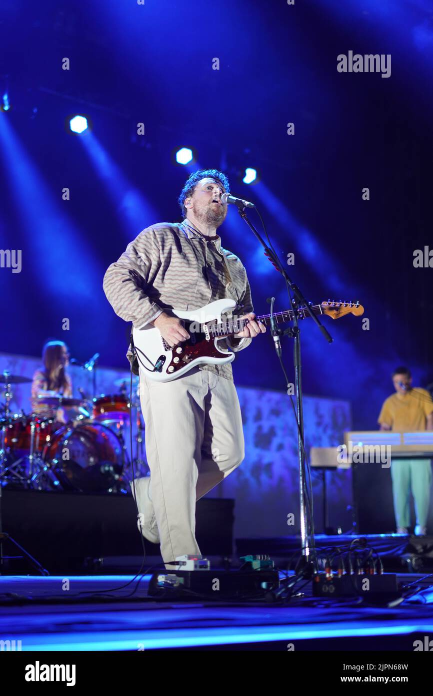 Glanusk Park, UK. Thursday, 18 August, 2022. Joseph Mount of Metronomy ...