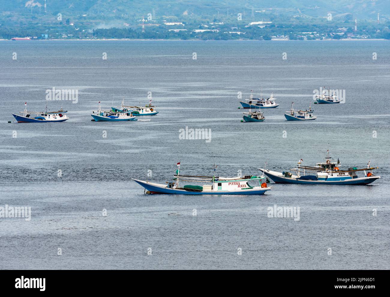 Fishing boats in Palu bay. Palu, Sulawesi, Indonesia Stock Photo - Alamy