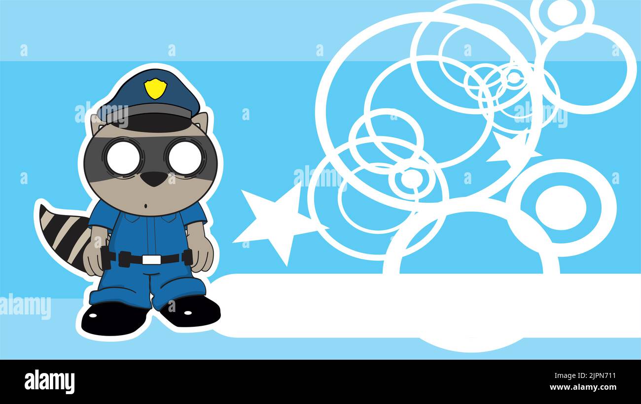 hollow standing raccoon cartoon cop costume expression background in ...