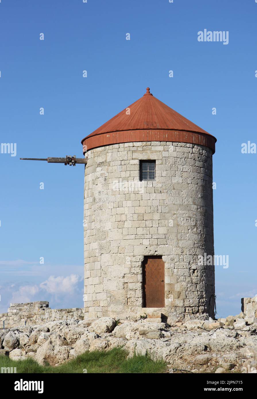 Old Windmill Building by The Sea in Rhodes,Greece Stock Photo - Alamy