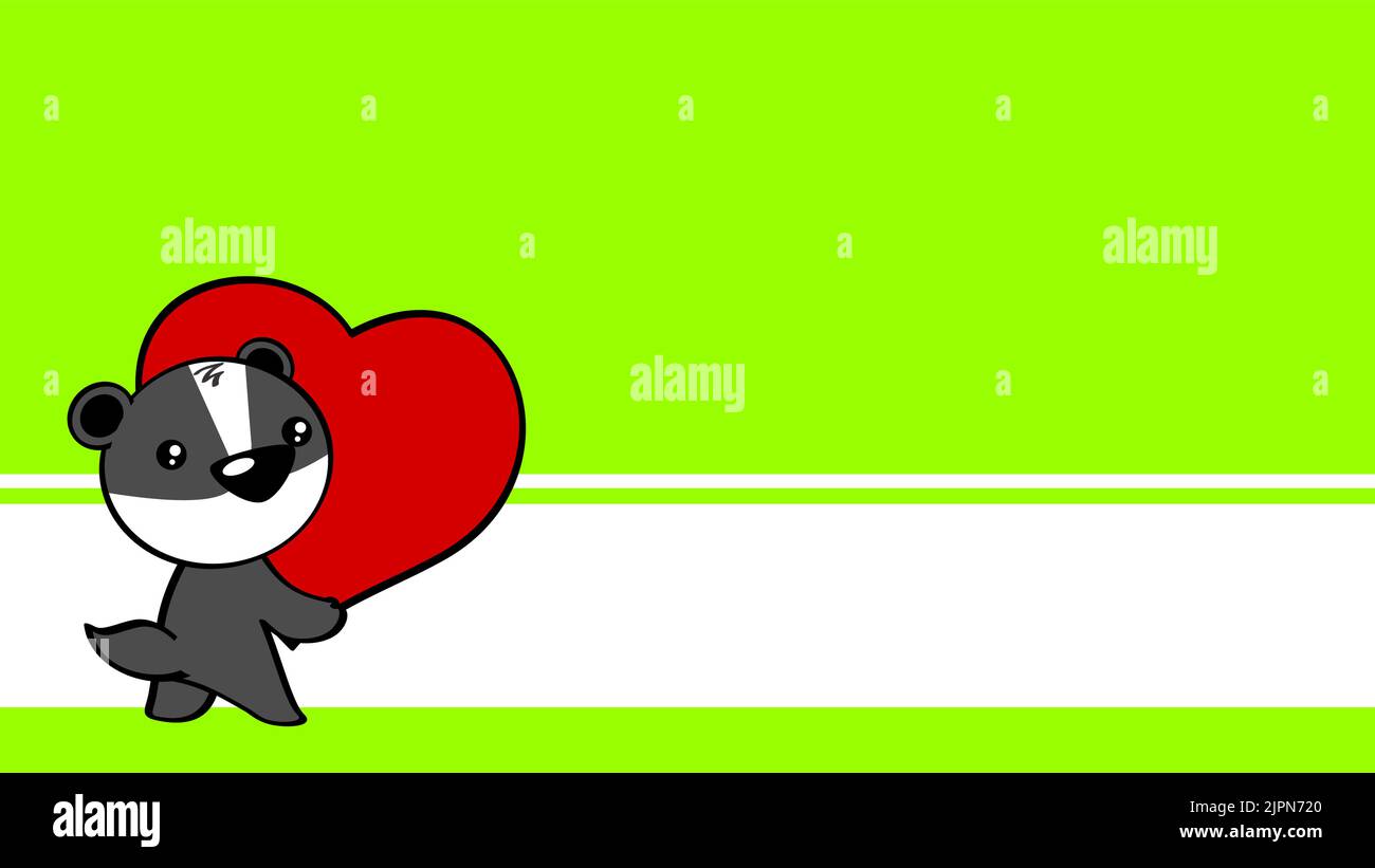 lovely little baby chibi badger cartoon, holdig big love red heart ...