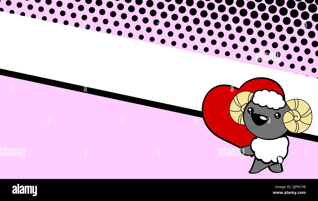 lovely little baby chibi ram cartoon, holdig big love red heart ...