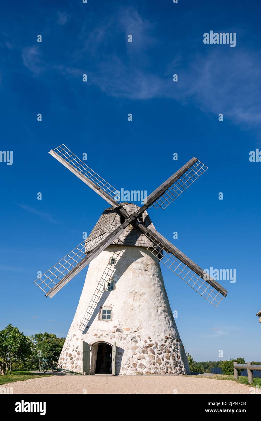 Dutch-type windmill in Araisi, Latvia. Sunny summer day. Old Europe ...