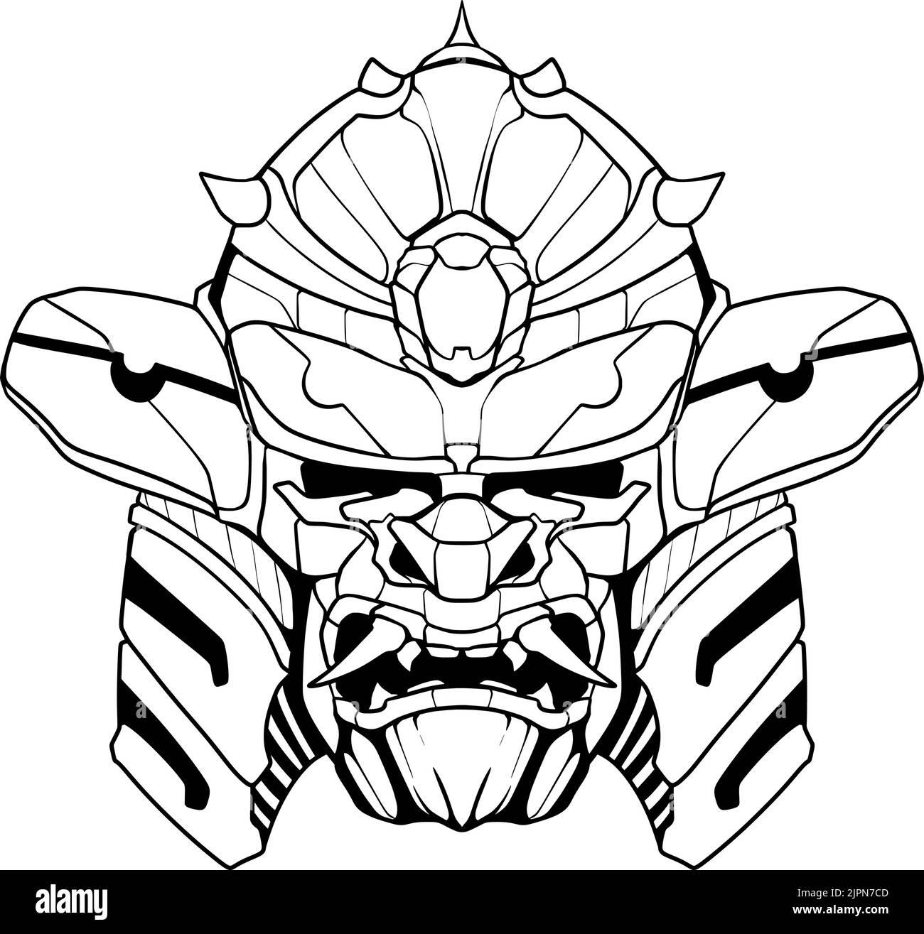 A samurai head isolated on white background for tattoos and t-shirt ...