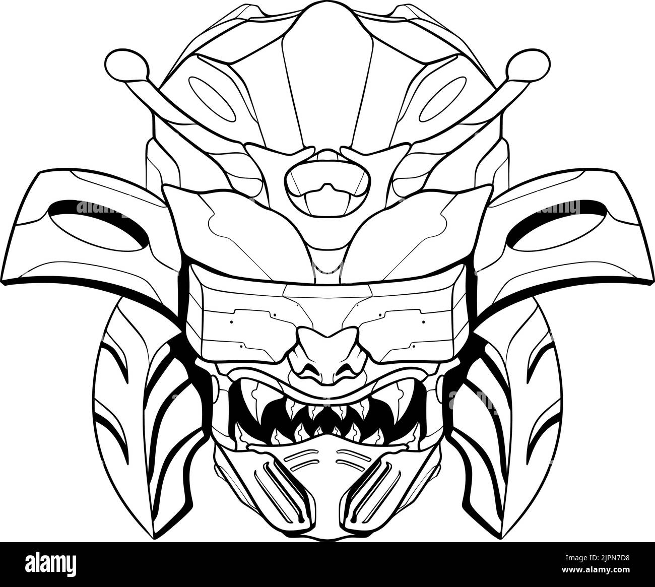 A samurai head isolated on white background for tattoos and t-shirt ...