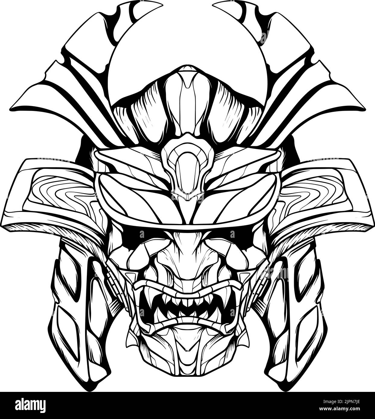 A samurai head isolated on white background for tattoos and t-shirt ...