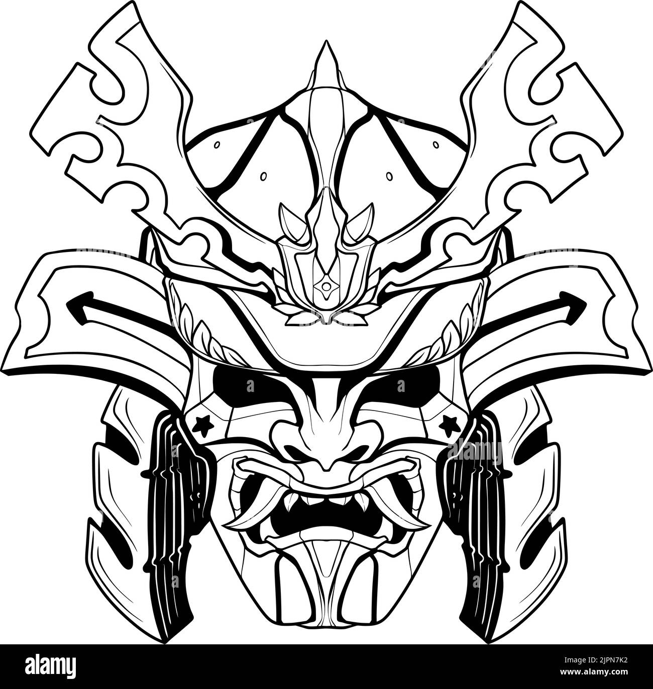 A samurai head isolated on white background for tattoos and t-shirt ...