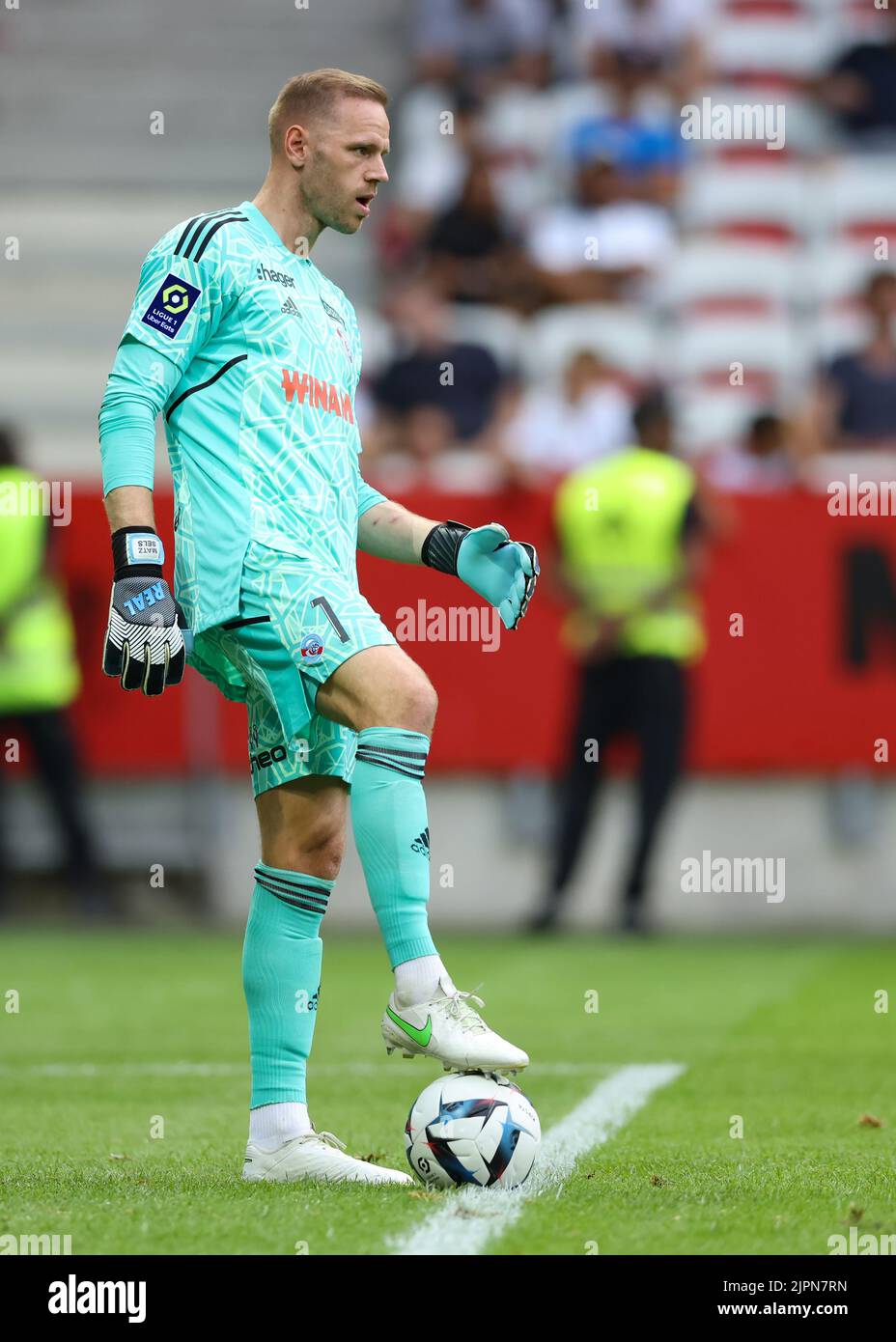 Nice, France, 14th August 2022. Matz Sels of Strasbourg during the Uber ...