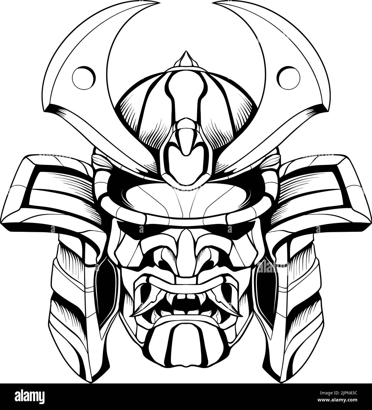 A samurai head isolated on white background for tattoos and t-shirt ...