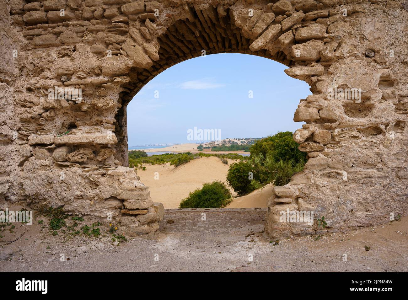 A view from the arched entrance of the historical Dar Sultan Palace ...
