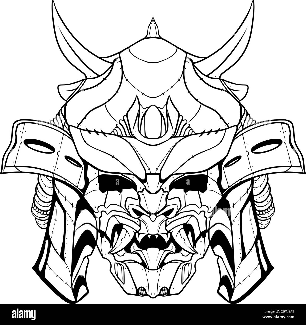 A samurai head isolated on white background for tattoos and t-shirt ...