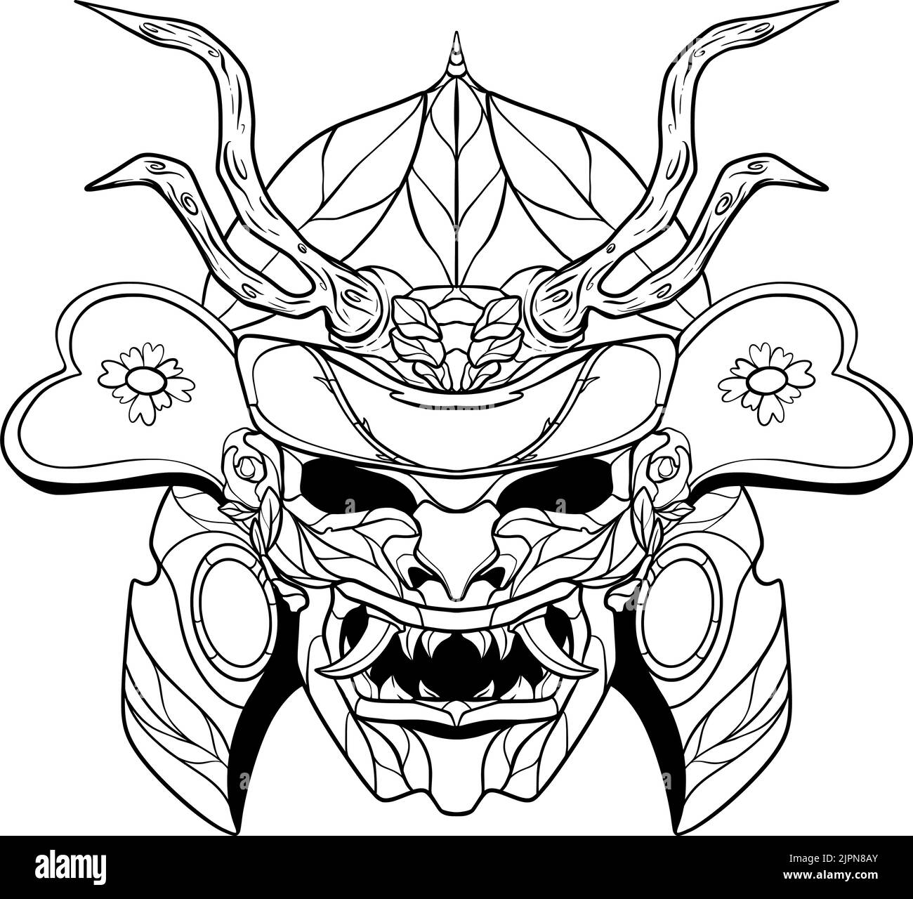 A samurai head isolated on white background for tattoos and t-shirt ...