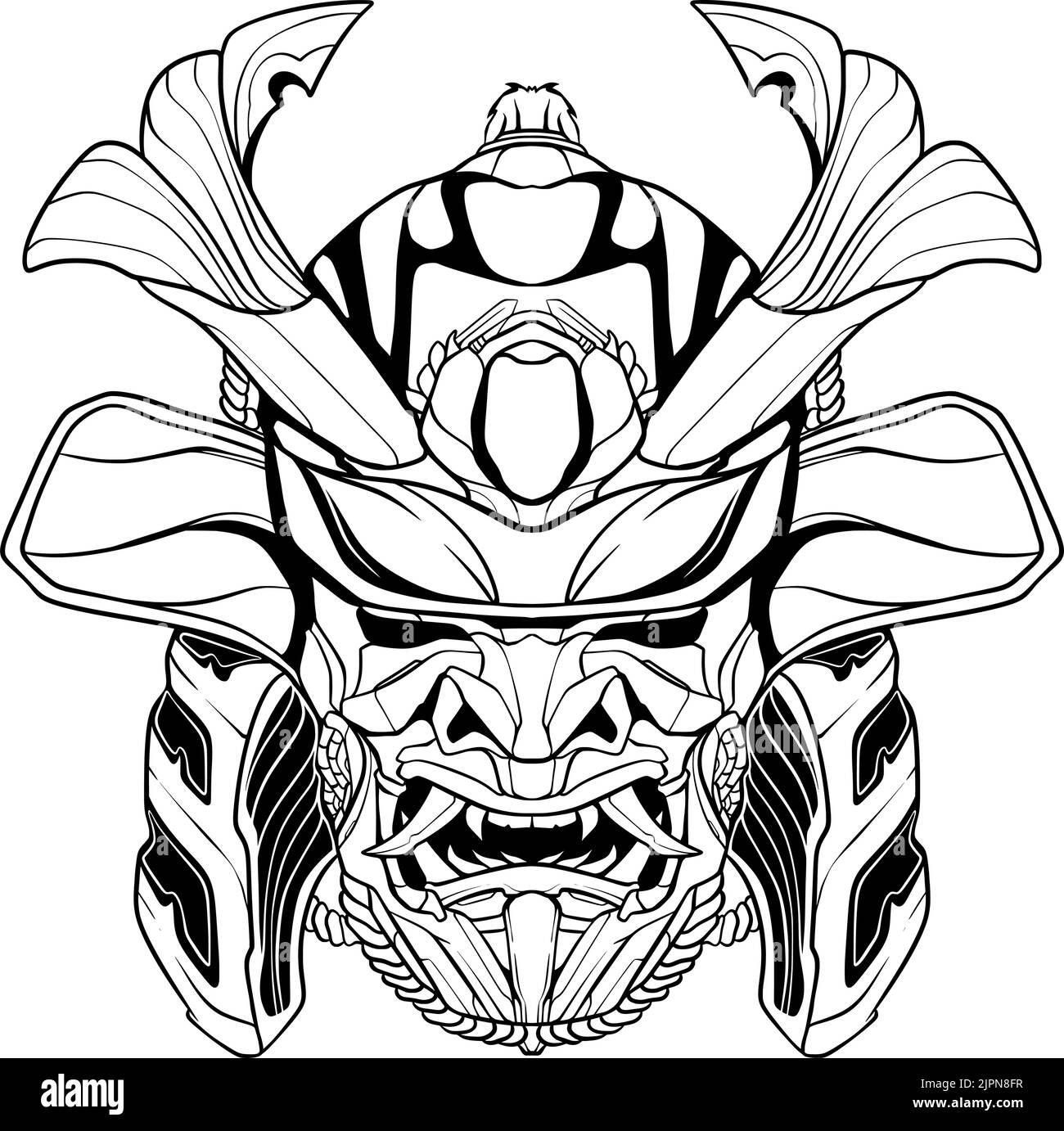 A samurai head isolated on white background for tattoos and t-shirt ...