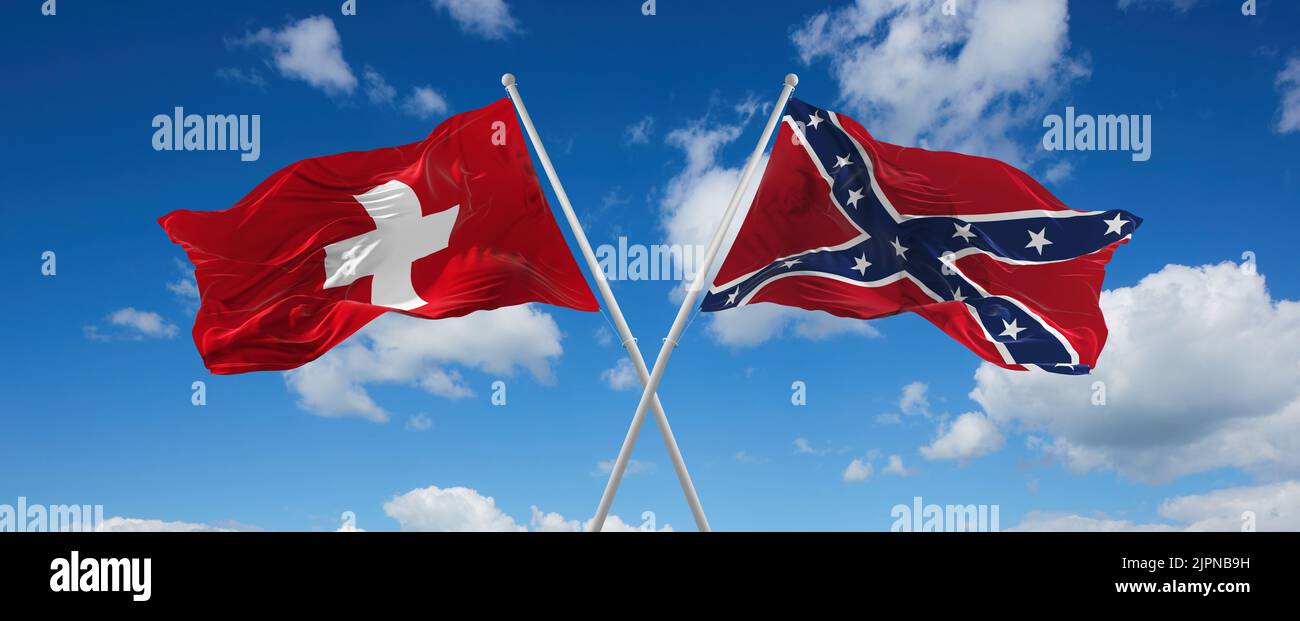 two crossed flags confederate battle or Dixie flag and Switzerland ...