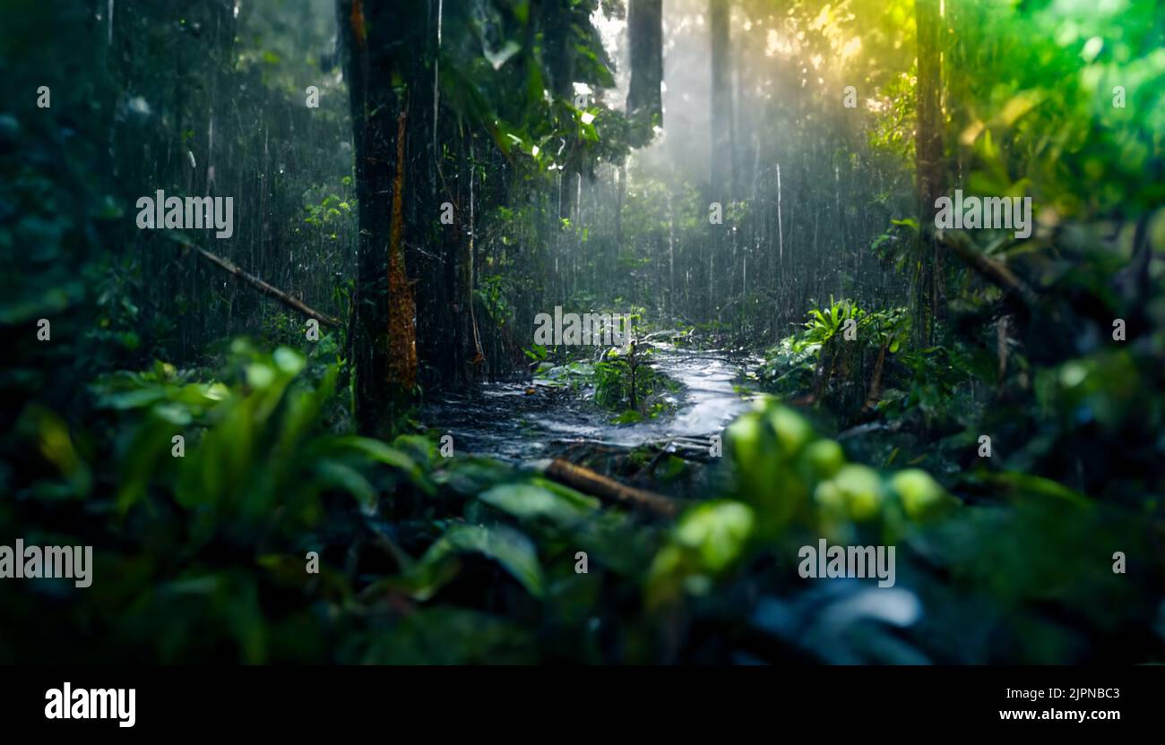 The Amazon rainforest 3D illustration Stock Photo - Alamy