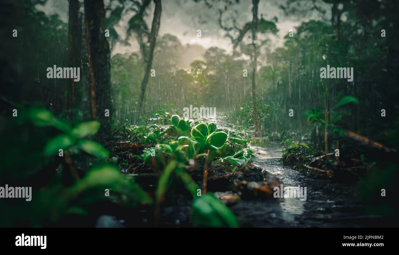 The Amazon rainforest 3D illustration Stock Photo - Alamy